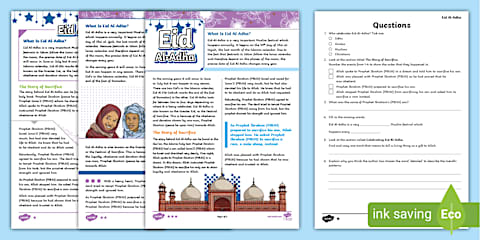 LKS2 Eid Al-Adha Reading Comprehension Activity
