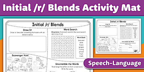 Articulation Initial /s/ Blends Carryover Practice Activity Mat for SLP