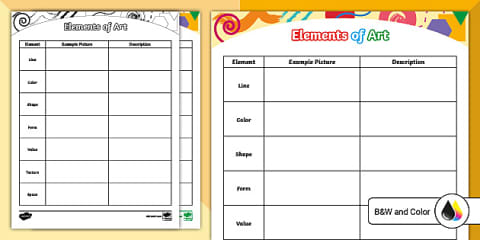 Elements of Art: Color Schemes Worksheet