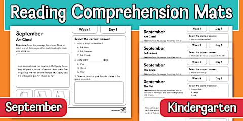 Kindergarten August Daily Reading Comprehension Mats