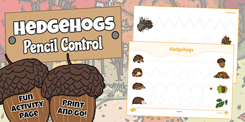 Hedgehog Scissor Cutting Skills Worksheet
