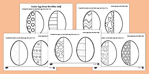 Spring-Themed Draw the Other Half Worksheets