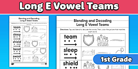 Long Vowel Teams Cut and Paste Sorting Worksheet for 1st-2nd Grade