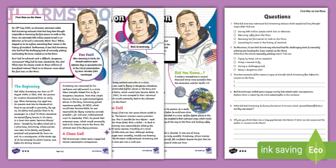 Neil Armstrong Differentiated Reading Comprehension Activity