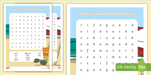 Sun Safety Interactive Word Search