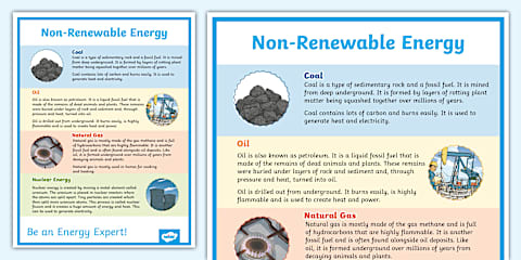 Renewable and Non-Renewable Energy Card Sort Cut and Stick