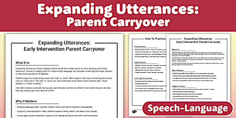Articulation: Early Intervention Parent Carryover for SLP