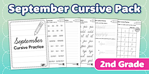 Second Grade April Cursive Practice Pack