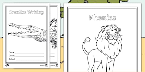 Grade 2 Safari Themed Editable Book Covers