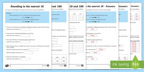 Rounding to the Nearest 10, 100 or 1000 Activity Sheet - KS2