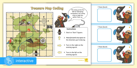 Pirate Treasure Four Figure Grid Map