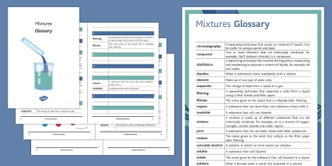 Pure Substances and Mixtures Worksheet