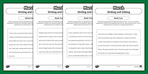 Sixth Grade April Paragraph of the Week Writing and Editing Practice