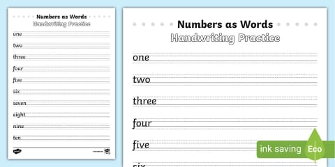 Counting in Tens Handwriting Practice Worksheet