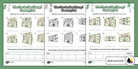 Using Money and Counting Dollars Worksheet for Special Education