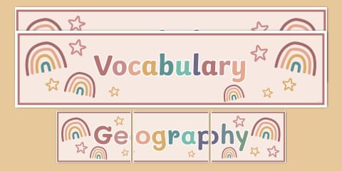 Muted Rainbow Noticeboard Display Banner