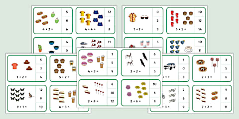Pizza Toppings Counting and Addition Cards