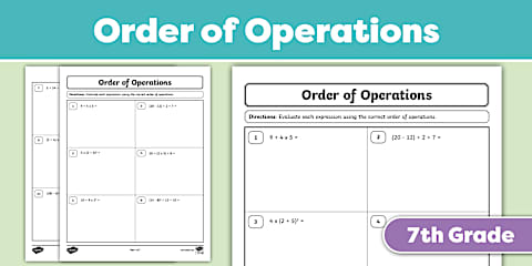 Seventh Grade Order of Operations Word Problems