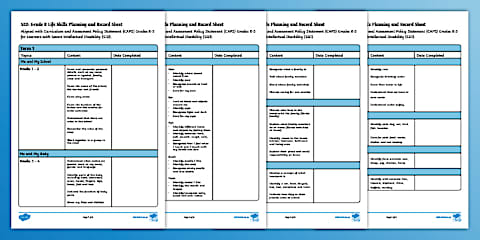 SID: Grade 2 Life Skills Planning and Record Sheet