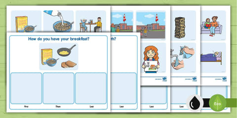 Preschool: Literacy - First, Next and Then Sequencing Activity Mat