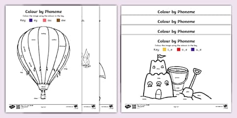 Colour by Phoneme Phase 2 Colouring Pages