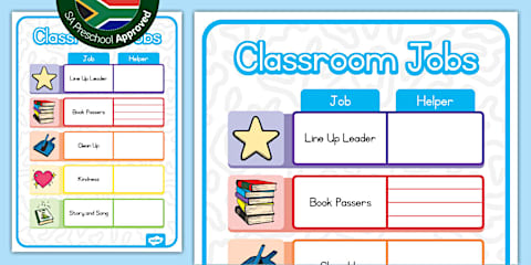 Retro-Themed Classroom Jobs Display Poster