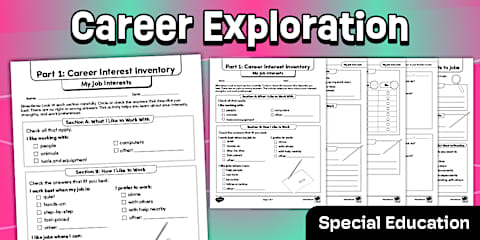 Job Interest Survey & Career Research Activities | Special Education ...
