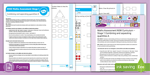 Maths Assessment NSW Curriculum- Stage 1 A Resource Pack
