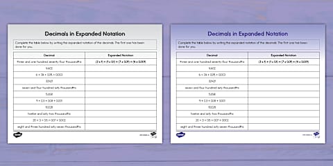 Fifth Grade Decimals: Standard, Word, and Expanded Form Worksheet