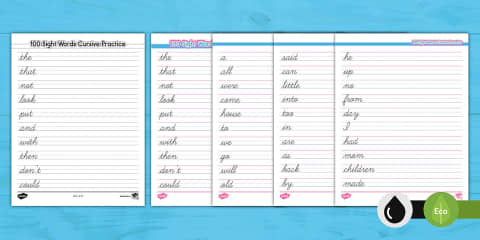 Cursive Writing Warm Up Booklet