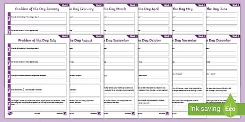 First Grade Math Problem of the Day: 12-Months of Activities Pack