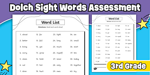 Dolch Word List Third Roll and Read Mat