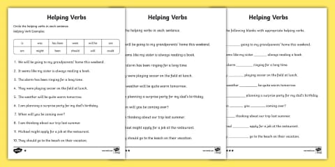 Action and Linking Verbs Worksheet for 3rd-5th Grade