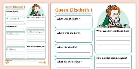KS1 Queen Elizabeth I Reading Comprehension Activity