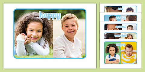 Large Detailed Emotions and Feelings Photo Word Cards