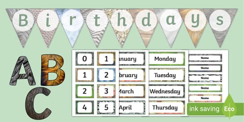 Natural Our Class Birthdays Display Pack