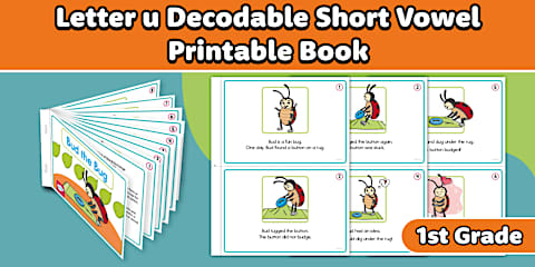 First Grade Letter e Decodable Short Vowel Printable Book