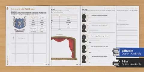 Reading Comprehension Activity - Romeo & Juliet (Prologue)