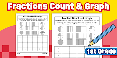 First Grade Fractions Count and Tally Worksheet