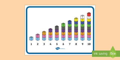 Interlocking Cubes Numbers 0-9 A4 Display Poster