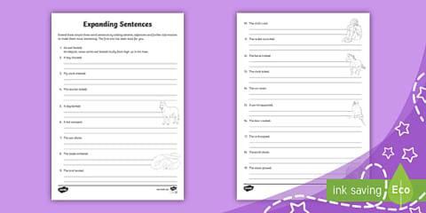 Dressing Up A Sentence Worksheet | Twinkl
