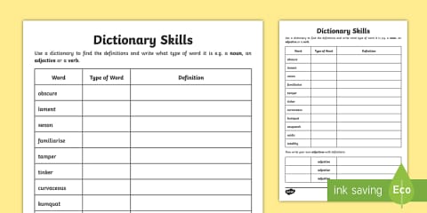Dictionary Skills Word Hunt Activity
