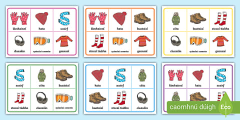 Clothes Bingo Gaeilge