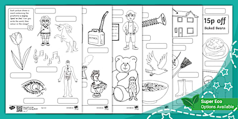 Phonics Colouring Pack - 'oa', 'o_e', 'ow', 'o' and 'oe' Saying /oa/