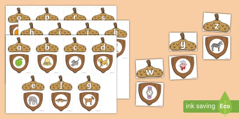 Initial Sounds Alphabet Acorns Matching Activity
