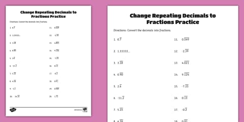 Eighth Grade Converting Repeating Decimals to Fractions PowerPoint ...