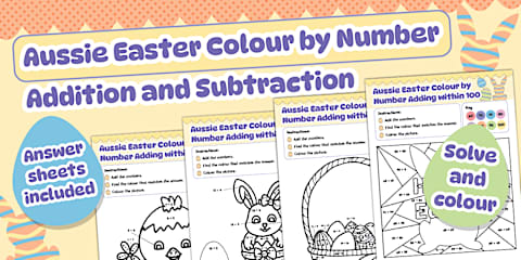 Easter Colour by Calculation Adding and Subtracting to 10