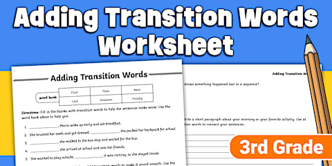 Third Grade Informative Writing: Transition Words Vocabulary Cards