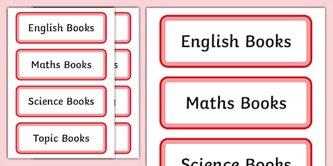 Large Book Tray Labels