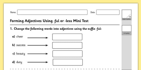 Adding '-ful' or '-less' Suffix - Differentiated Worksheet Pack